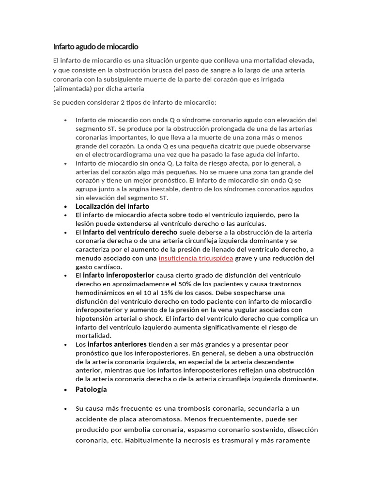 Infarto agudo de miocardio | PDF | Infarto de miocardio | Insuficiencia ...