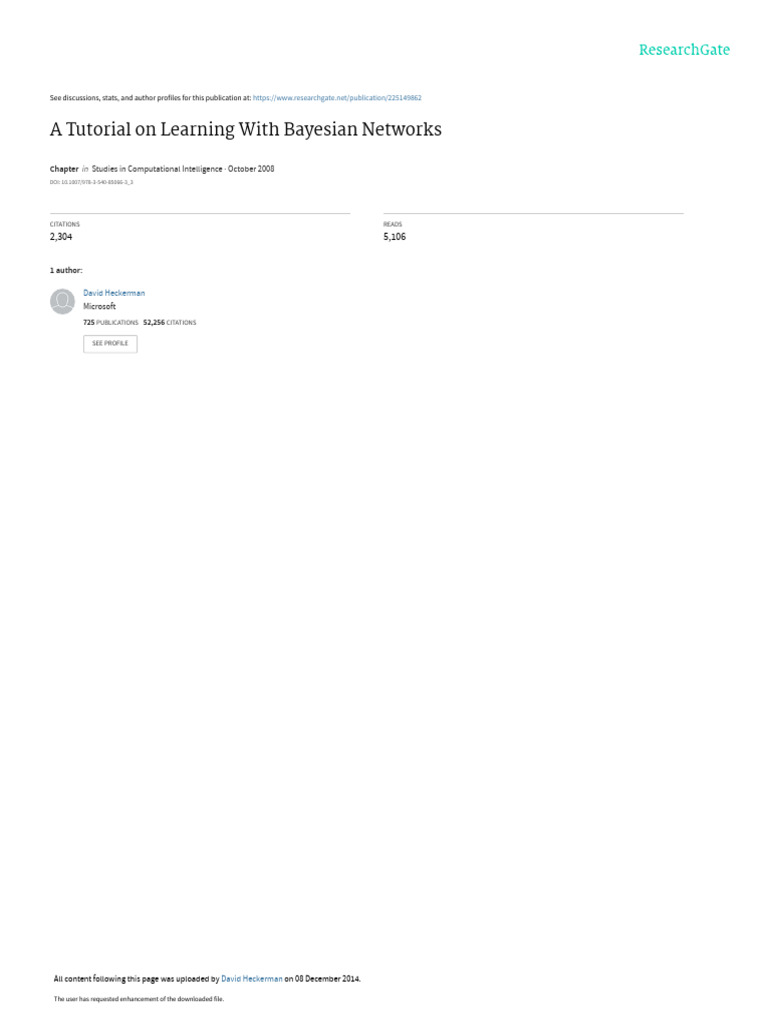 A Tutorial On Learning With Bayesian Networks | PDF | Bayesian Network | Probability Distribution