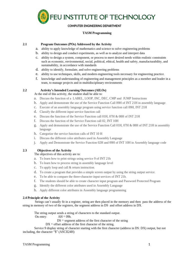 IT0047-FA5-tasm Programming | PDF | Engineering | Assembly Language