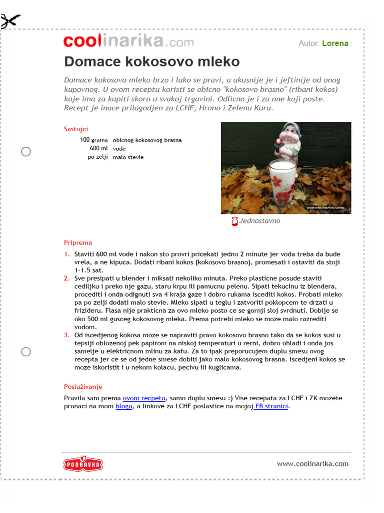Domace Kokosovo Mleko | PDF