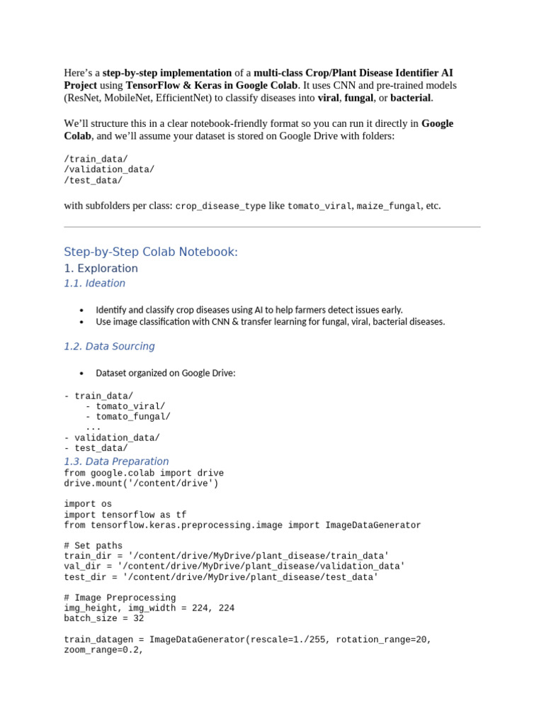Crop Disease Identifier AI in Colab | PDF | Mobile App | Usability