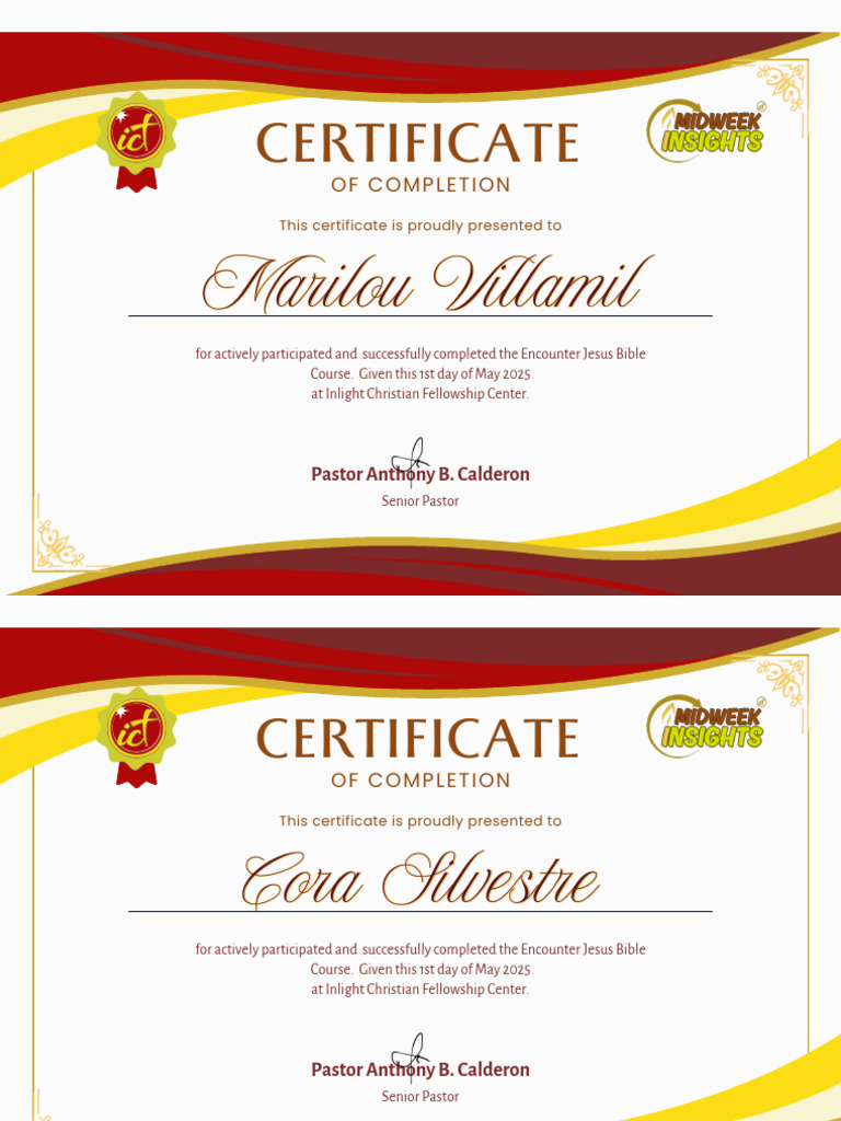 Encounter Jesus Bible Course Certificates | PDF | Christian Religious ...
