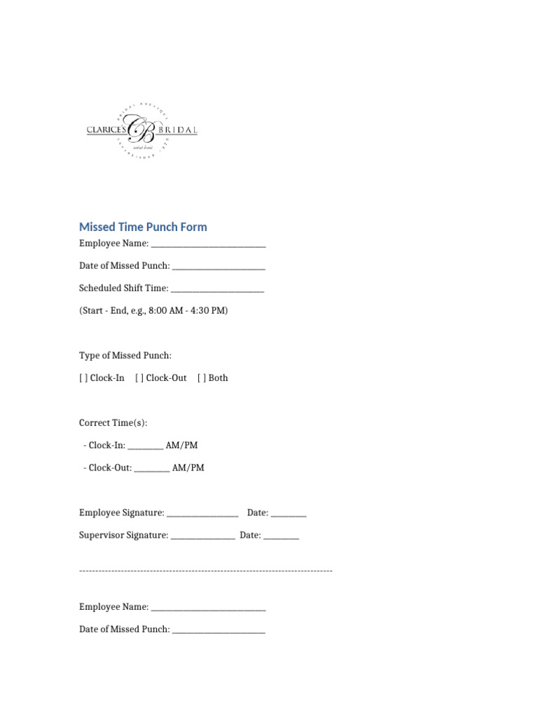 Missed Time Punch Form | PDF
