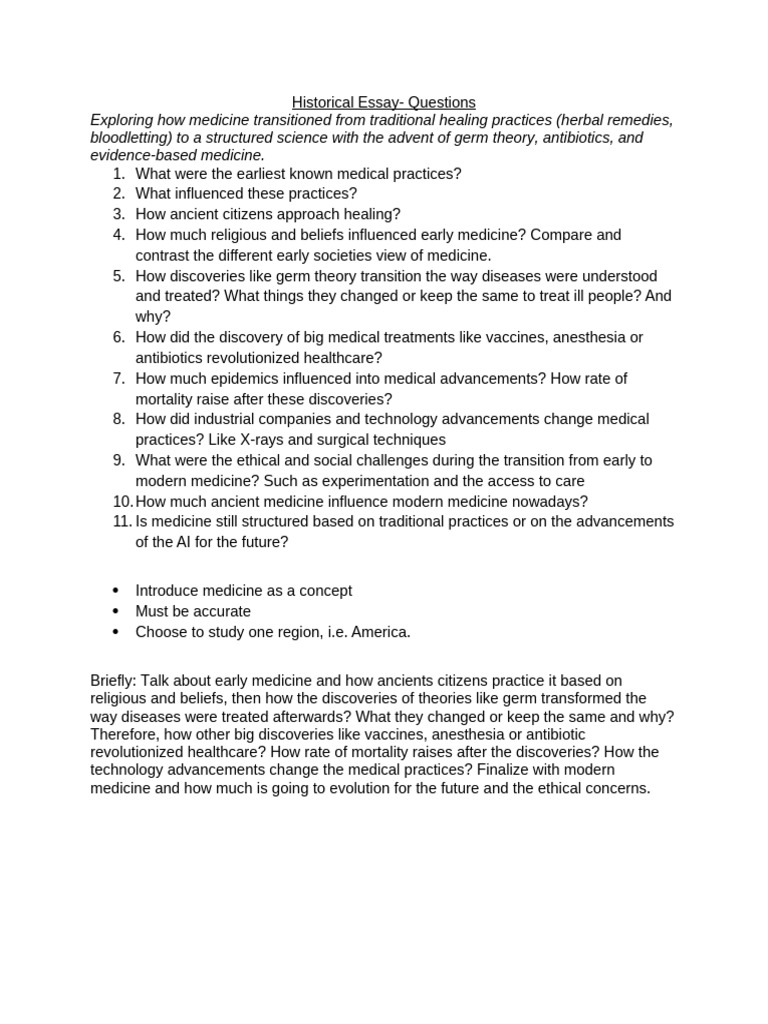 Historical Essay - Questions & Sources | PDF | Medicine | Health Care