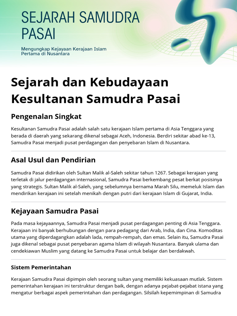 Sejarah Dan Kebudayaan Kesultanan Samudra Pasai_20250523_205556_0000 | PDF