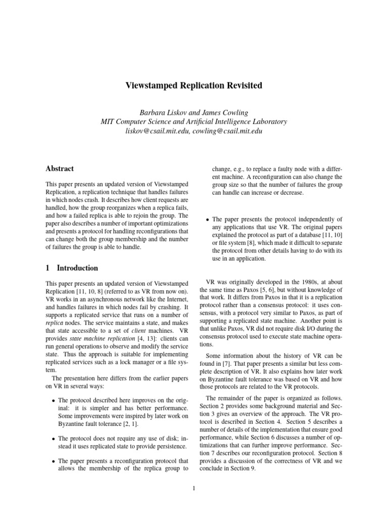View Stamped Replication | PDF | Replication (Computing) | Computer Engineering