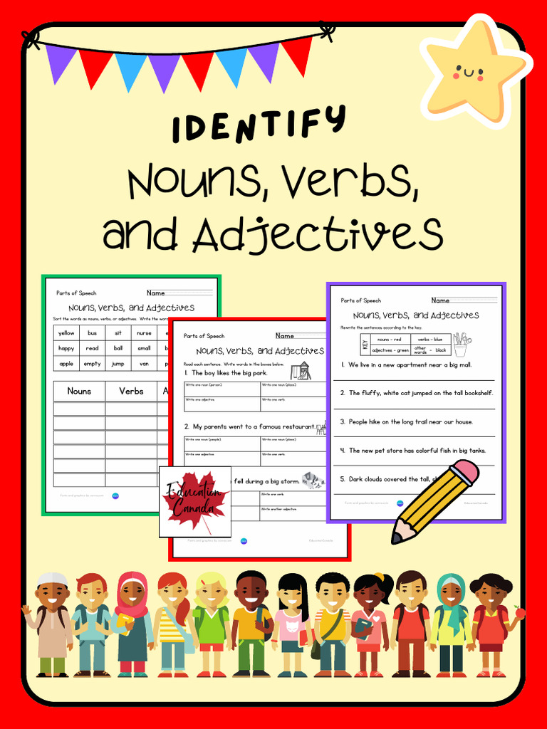 NounsVerbsandAdjectivesFreePartsofSpeechWorksheetSet-1 (1) | PDF | Part ...