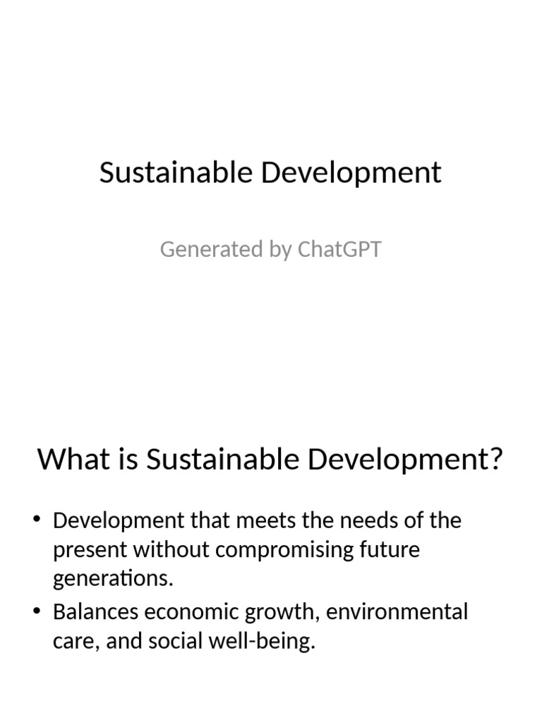Sustainable Development Presentation | PDF