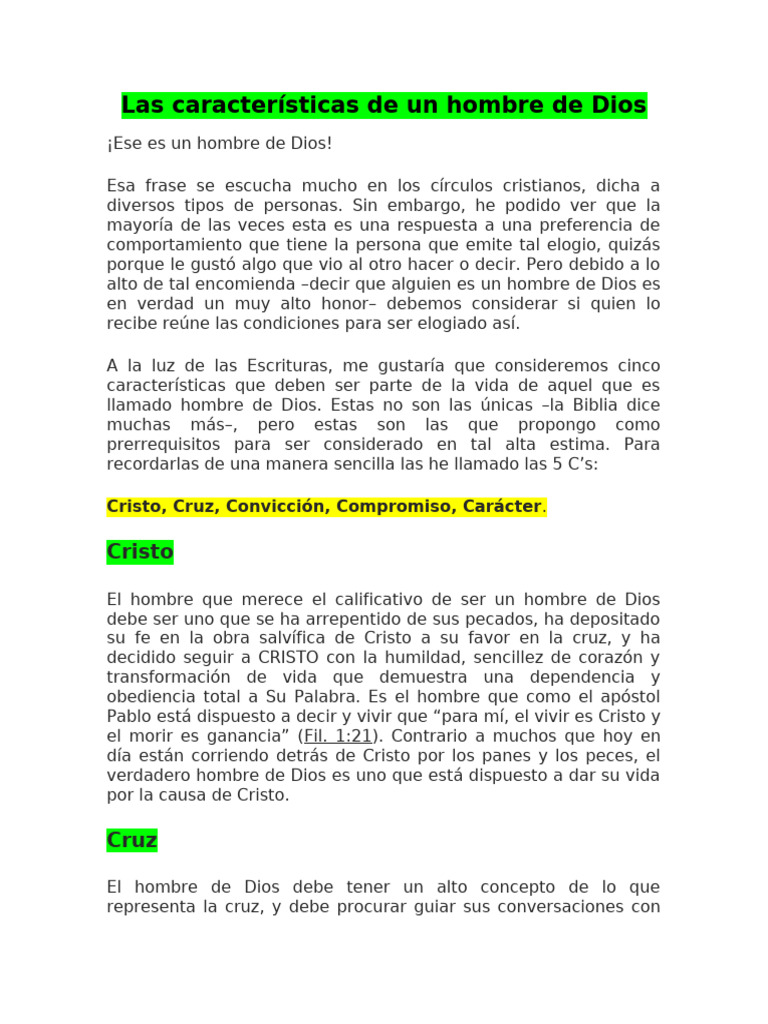 5 Características de un Hombre de Dios | PDF | Cristo (título) | Jesús