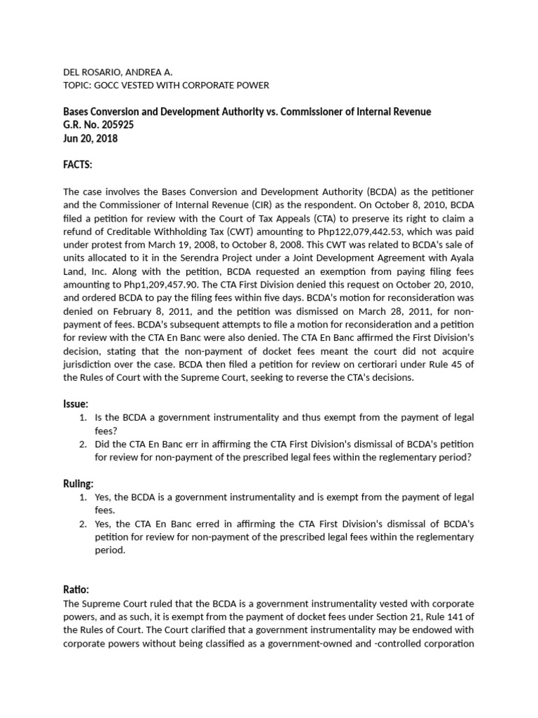 Bases Conversion and Development Authority vs. Commissioner of Internal ...
