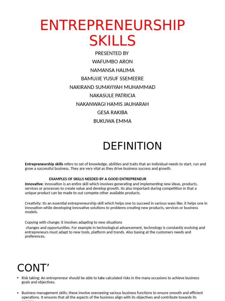 Entrepreneurship Skills | PDF | Entrepreneurship | Leadership