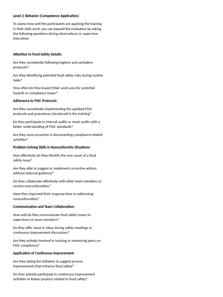 Evaluating Food Safety Training Impact | PDF | Food Safety | Regulatory ...