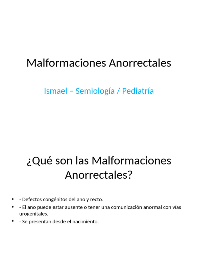 Malformaciones Anorrectales Ismael | PDF