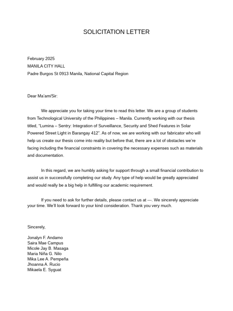 Solicitation Letter | PDF