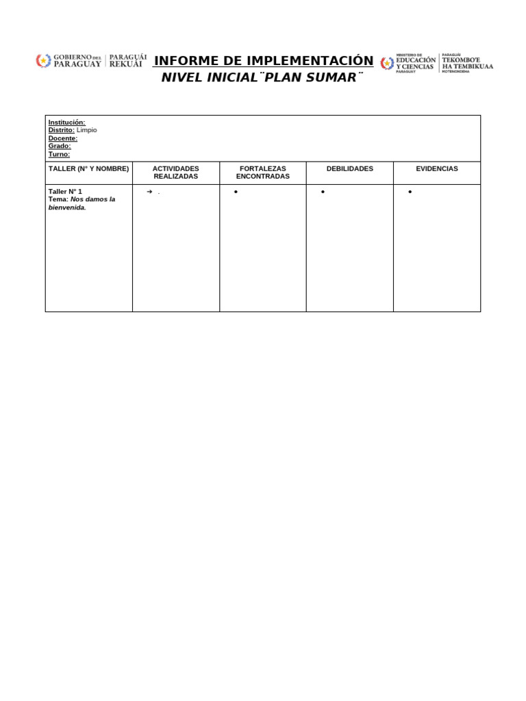 Plan Sumar Nivel Inicial | PDF