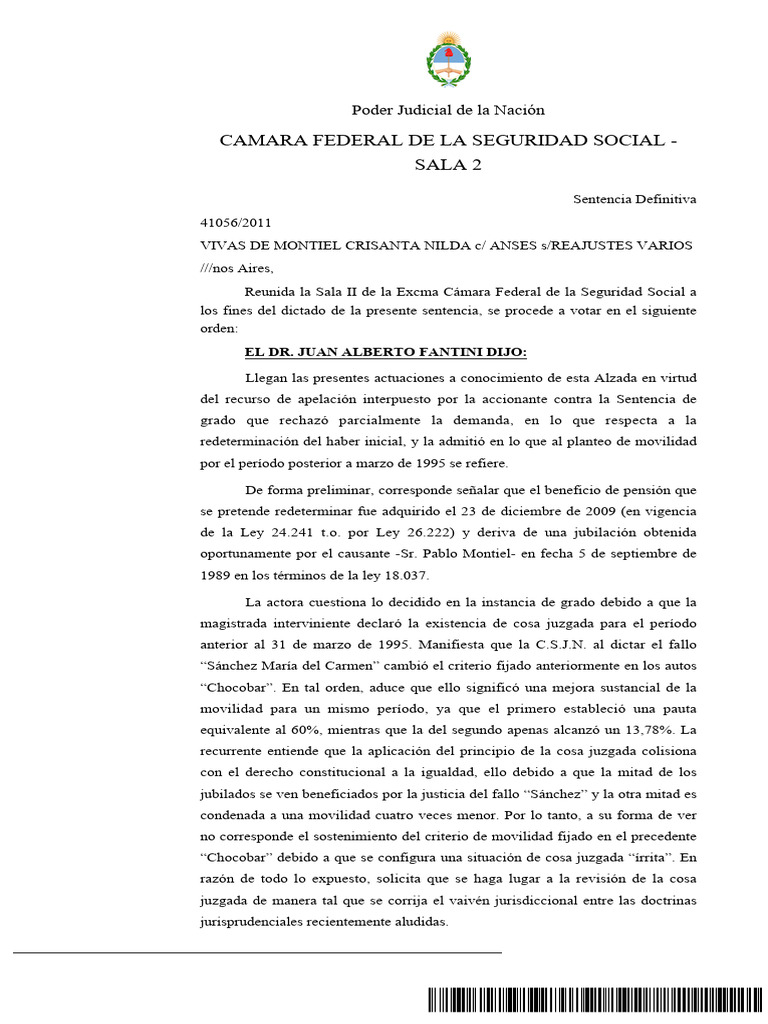 Jurisprudencia 2025 - Vivas de Montiel, Crisanta Nilda Reajuste ...