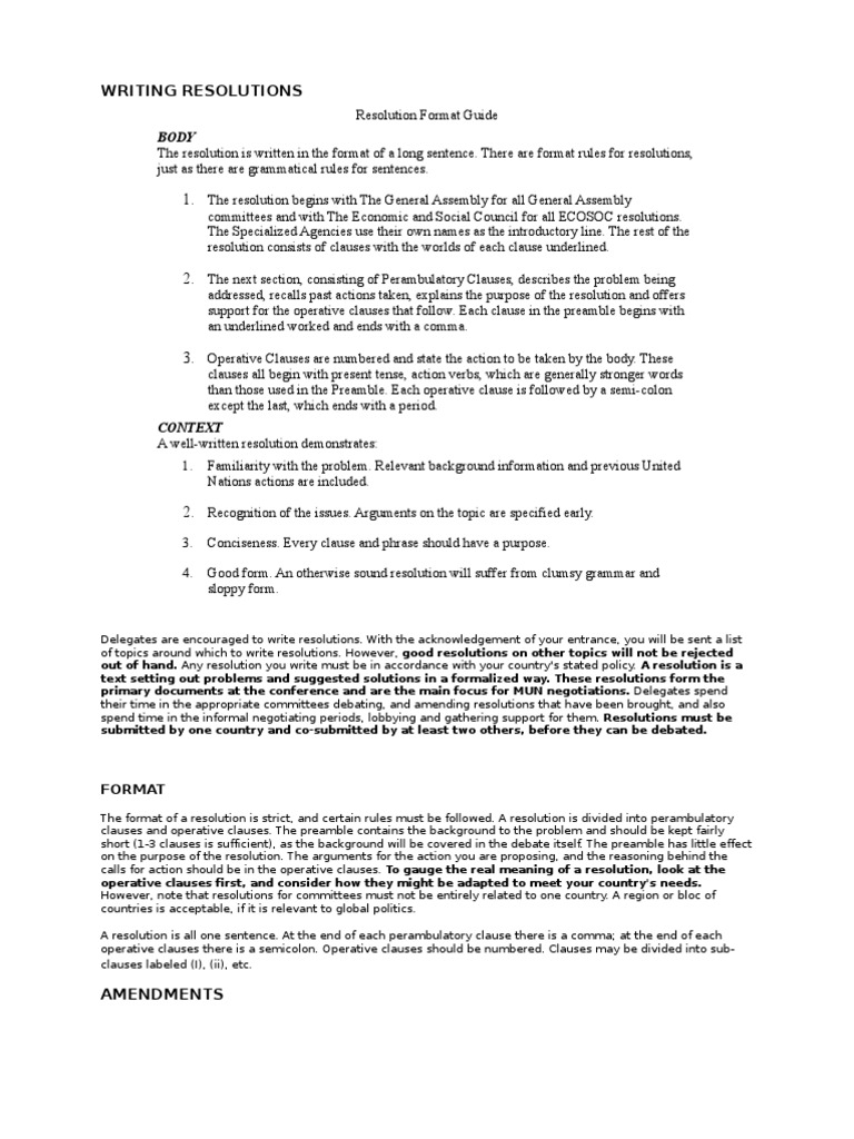 Resolution Formatting Guide | PDF | Clause | Sentence (Linguistics)