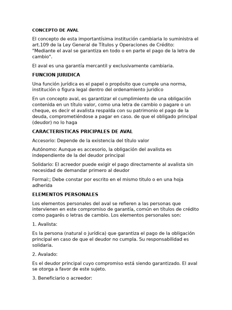 Concepto de Aval | PDF