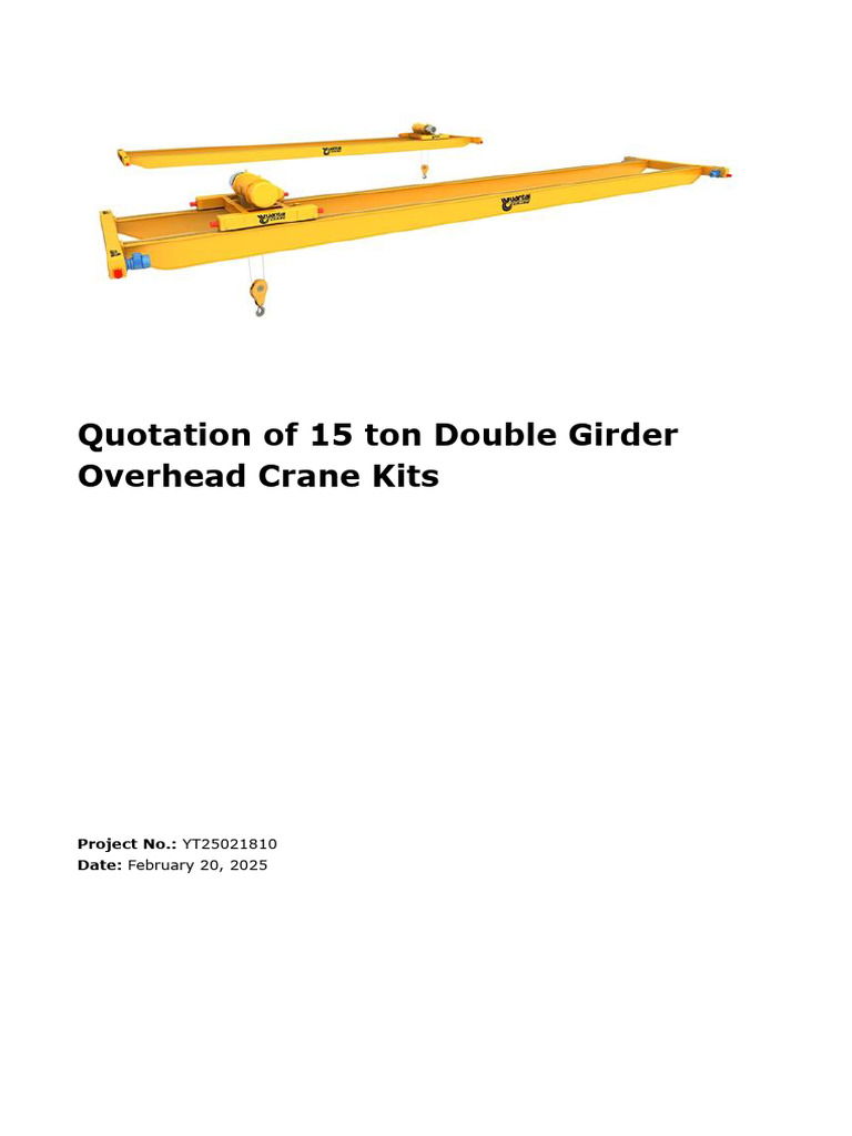 Quotation of 15t Double Grider Overhead Crane Kits Feb.20,2025 | PDF ...