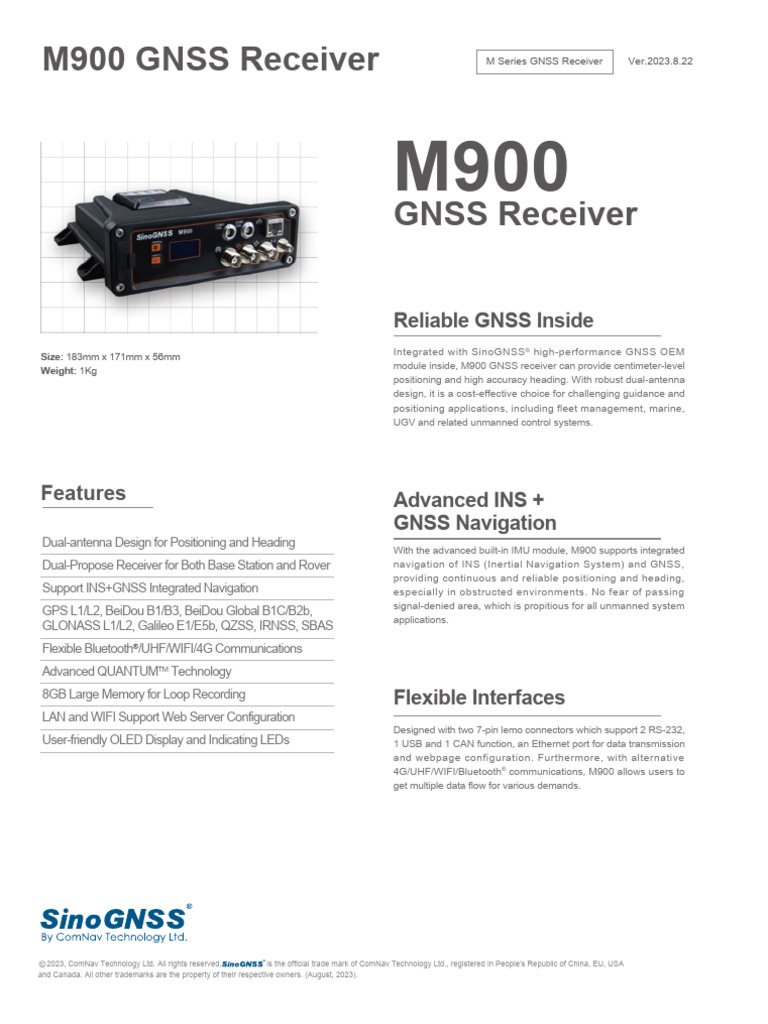 SinoGNSS M900 GNSS Receiver | PDF | Computer Engineering | Computing