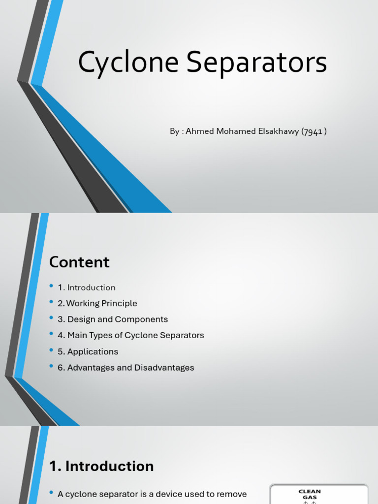 Cyclone Separator Working Principles | PDF | Gases | Energy Technology
