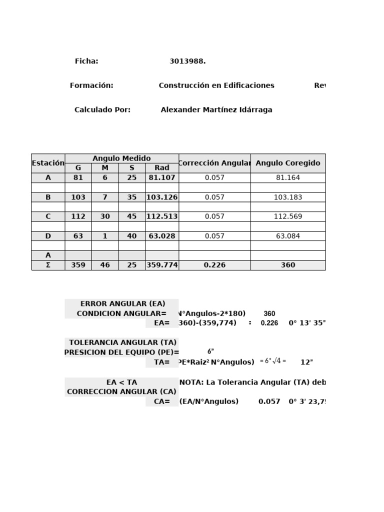 Calculo de Poligonal Cerrada Actividad #3 Alexander Martinez Idarraga | PDF