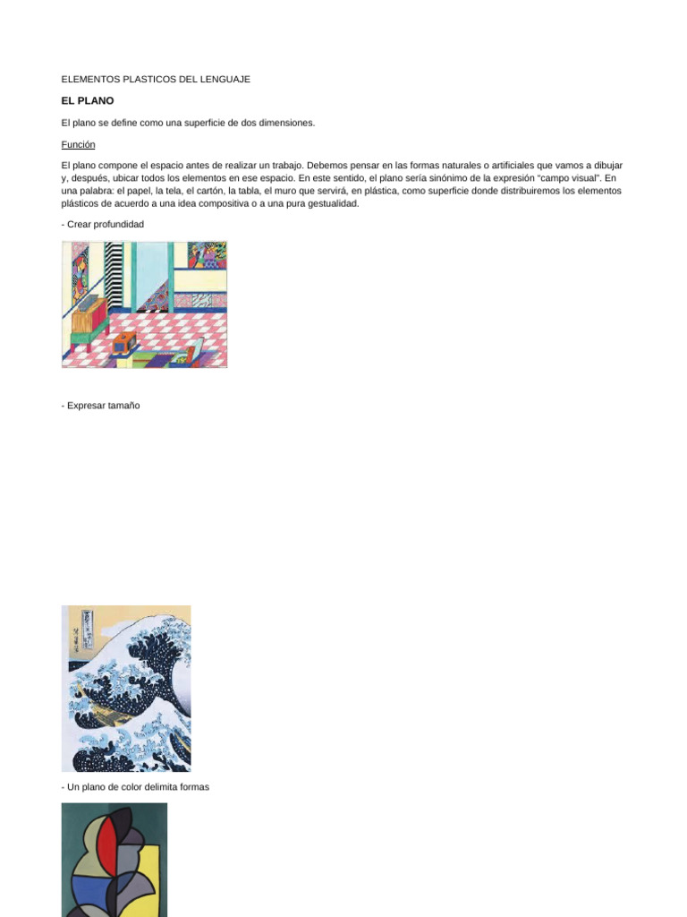 Elementos plasticos del lenguaje. El Plano RESPUESTA 3 | PDF