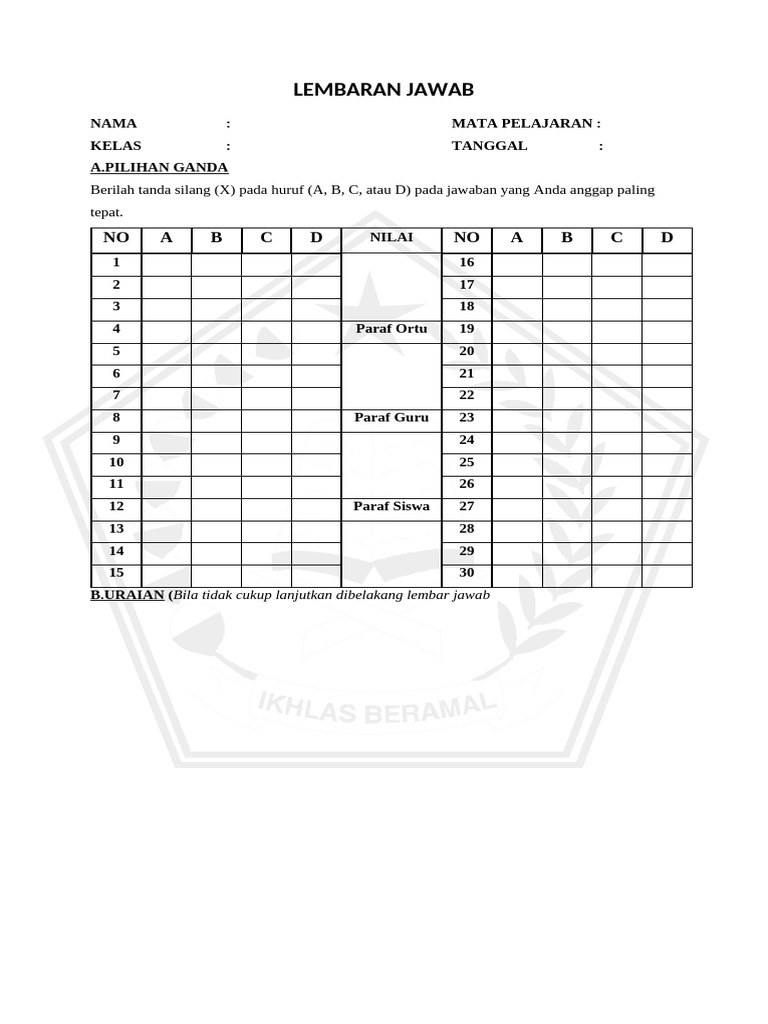 Lembaran Jawab | PDF
