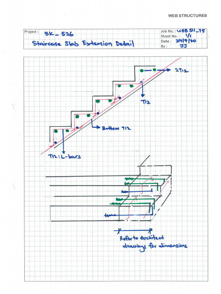 SK - 526 - Staircase Slab Extension Detail CT5-RFI-STR-139 Rev 1 | PDF