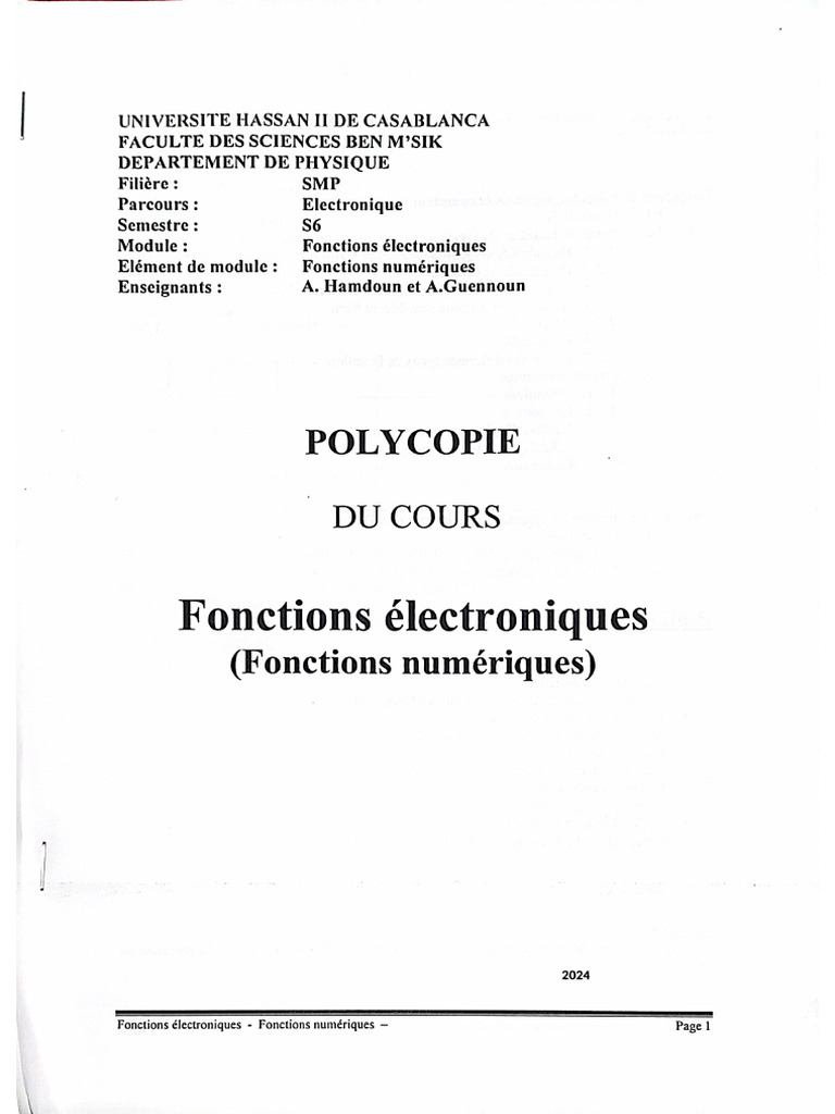 Polycopié Fonction Numérique | PDF