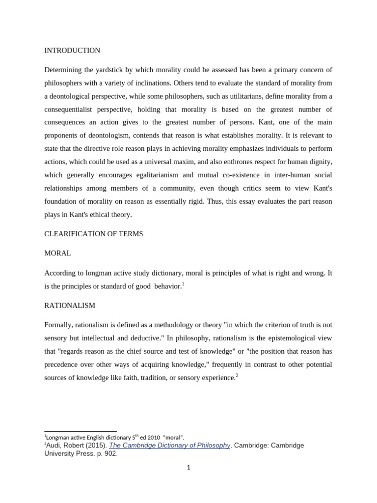 Immanuel Kants View On Rationalism | PDF | Rationalism | Immanuel Kant