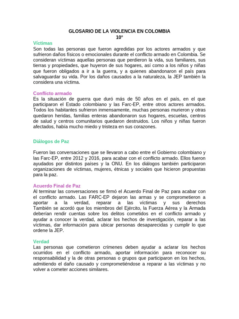 Glosario de La Violencia en Colombia | PDF | Colombia | Violencia