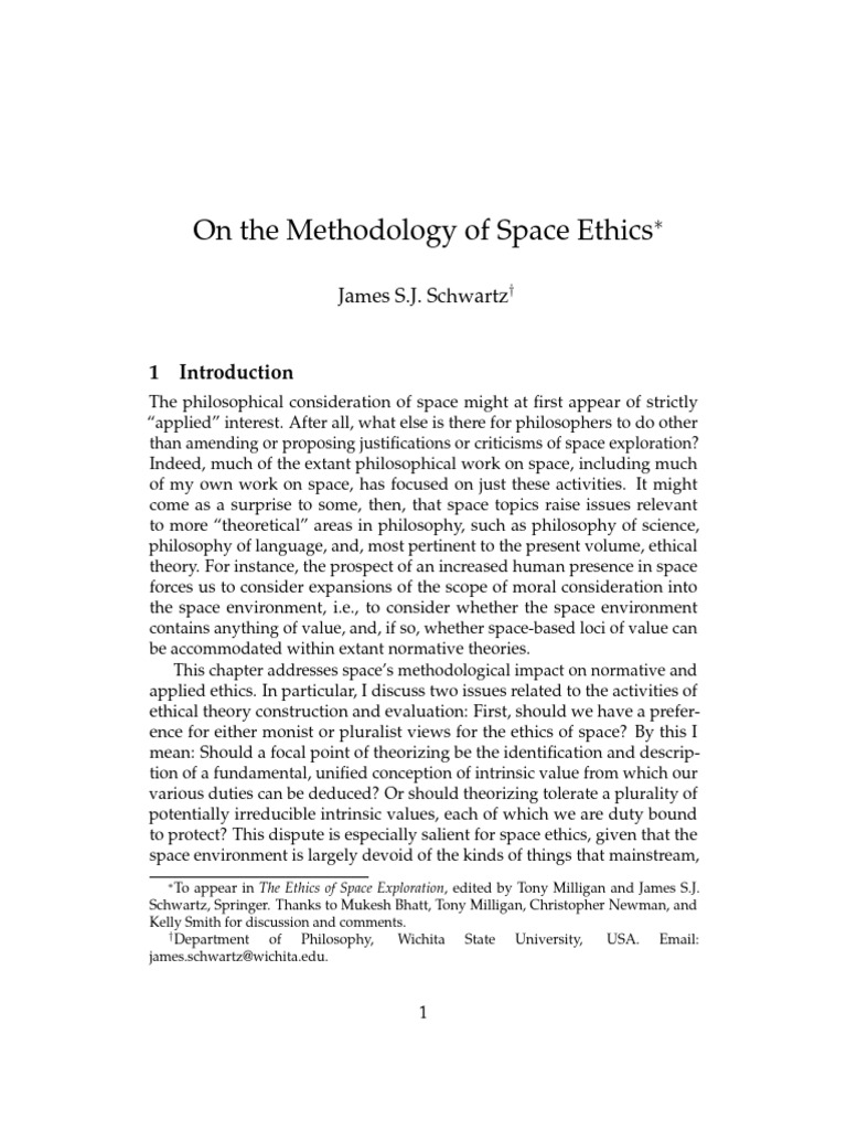 On The Methodology of Space Ethics | PDF | Reason | Theory