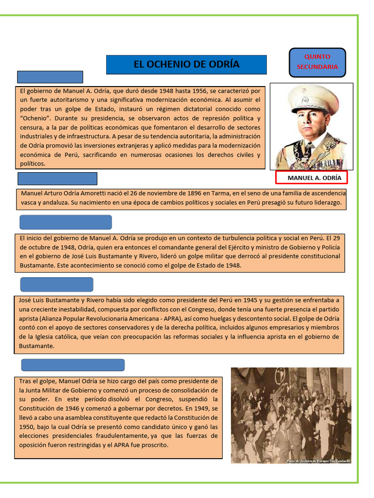 Ochenio de Odría: Autoritarismo y Modernización | PDF | Gobierno