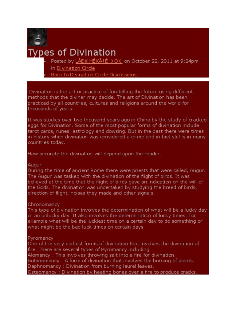 Types of Divination | PDF | Divination | Revelation