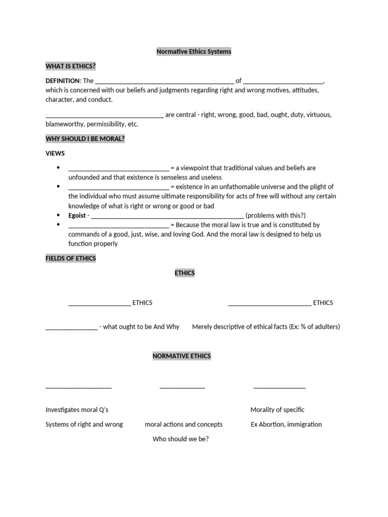 Philosophy Normative Ethics Student Worksheet | PDF | Utilitarianism