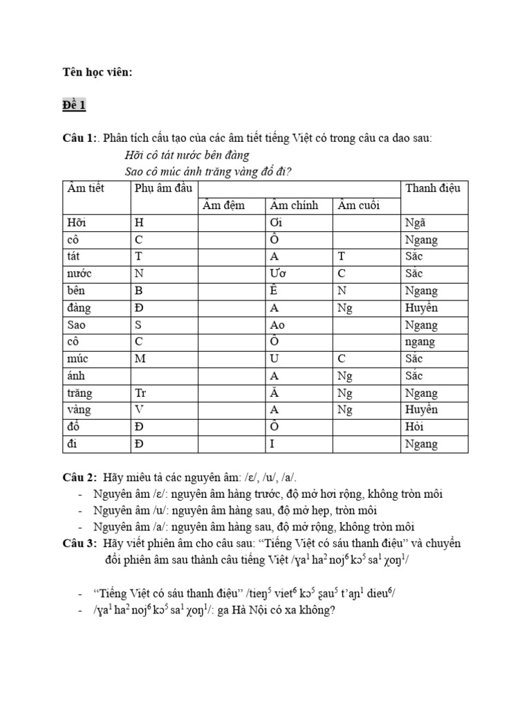 Day Tieng Viet Cho Nguoi Nuoc Ngoai - Bai Tap Ngu Am Tieng Viet | PDF