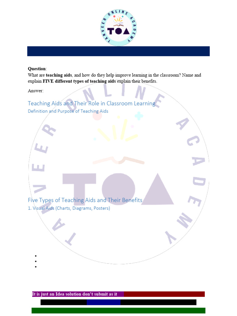 EDU430 Assignment 1 Spring 2025 Idea Solution by Tanveer Online Academy-1 | PDF | Learning ...