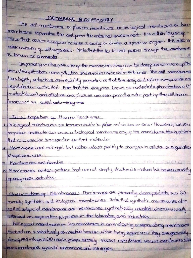 Membrane Biochemistry and Vitamins Lecture Note. | PDF