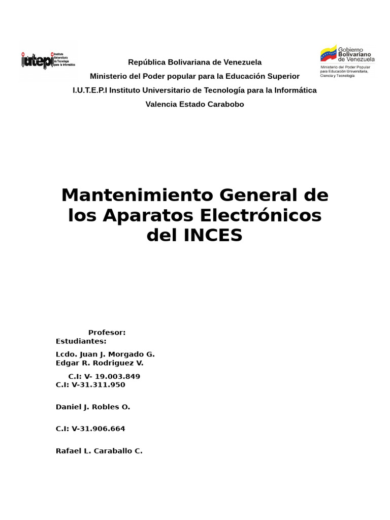 Servicio Comunitario Edgar Rodriguez, Daniel Robles, Maximo Pereira, Rafael Caraballo, Cesar ...
