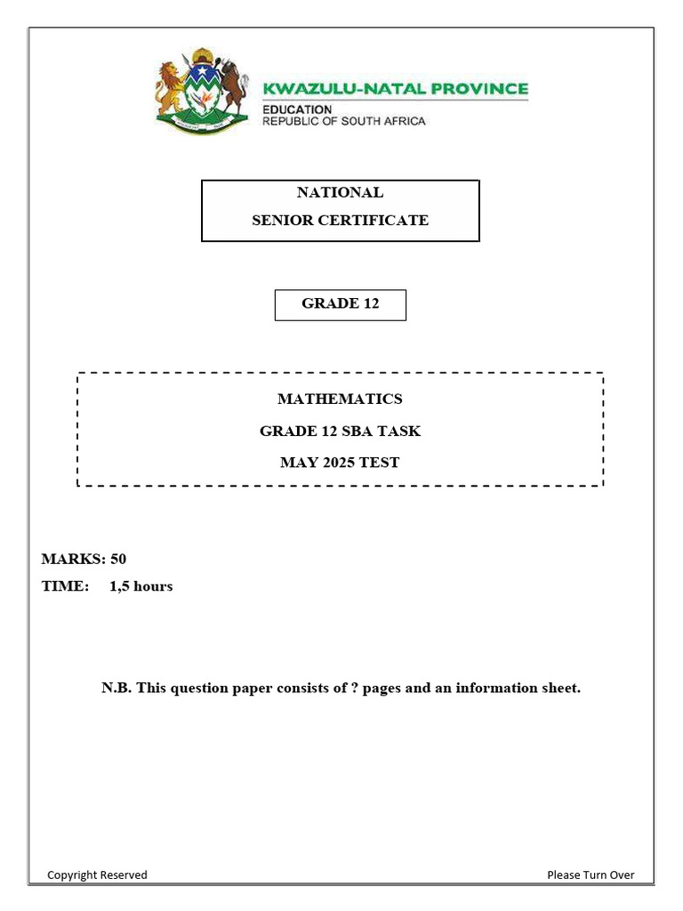 SBA May Test Draft Ver - 01 | PDF | Mathematics