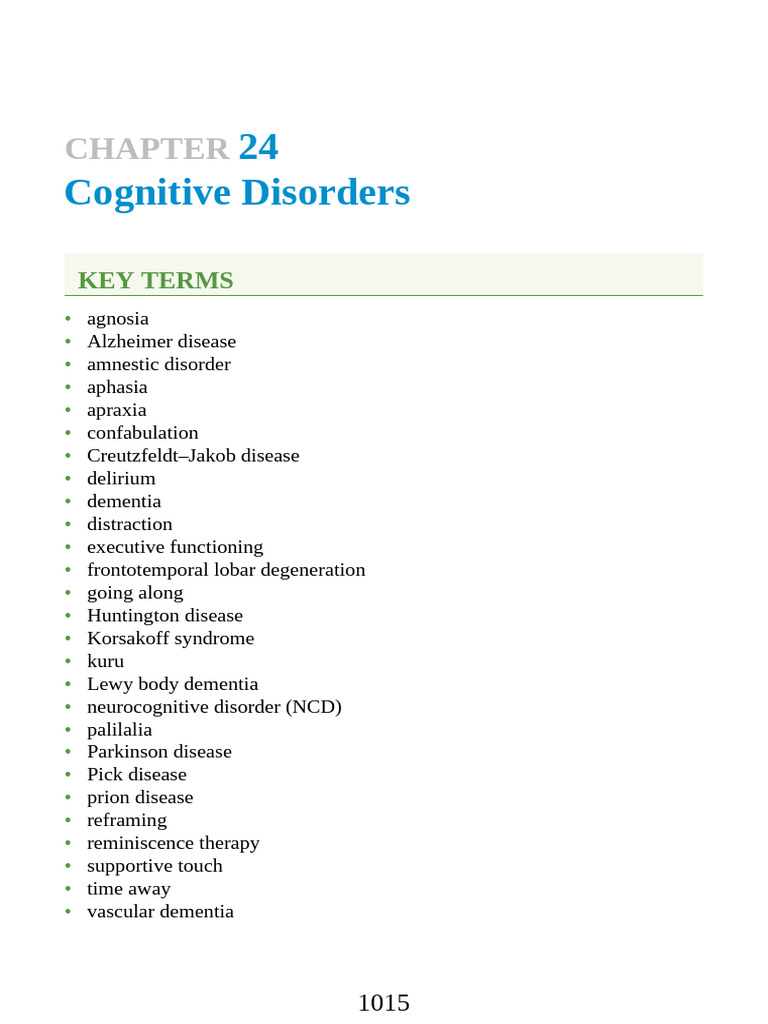 Cognitive Disorders | PDF | Dementia | Alzheimer's Disease