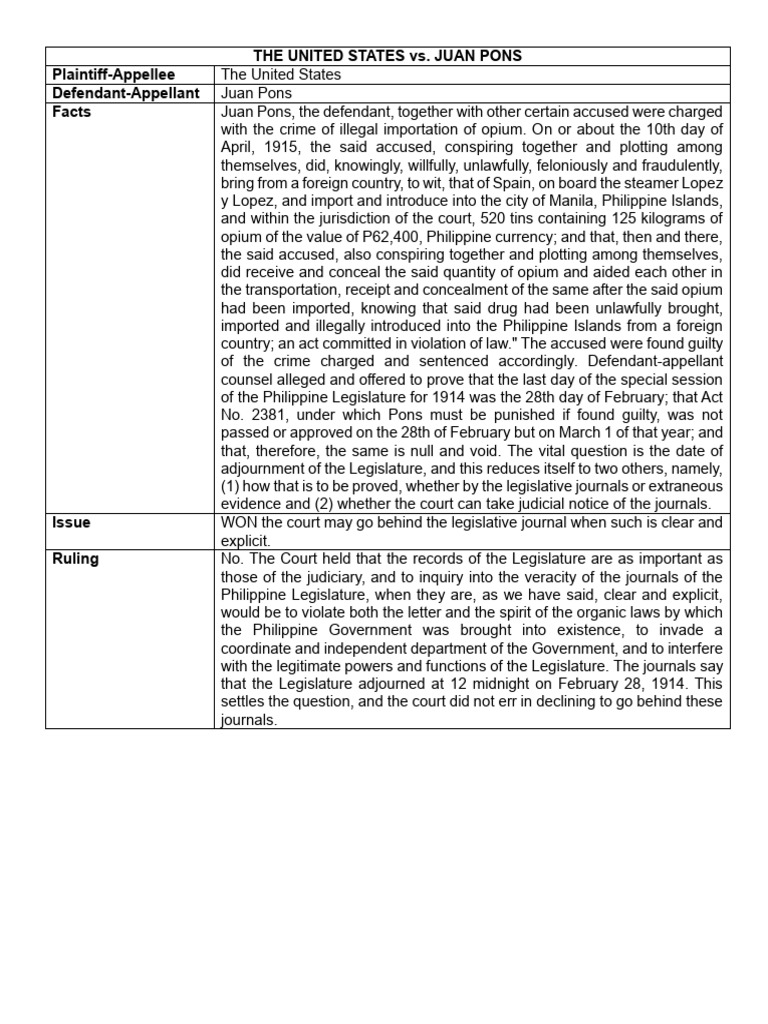 US v. Juan Pons: Opium Import Case | PDF | Public Sphere | Judiciaries