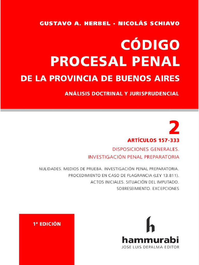 Codigoo Proc. Penal Bs. As 2 - Nicolas Schiavo | PDF
