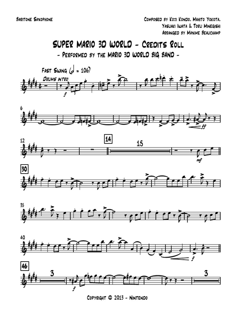 Baritone Saxophone in Super Mario 3D | PDF | Nintendo | Franchises Nintendo