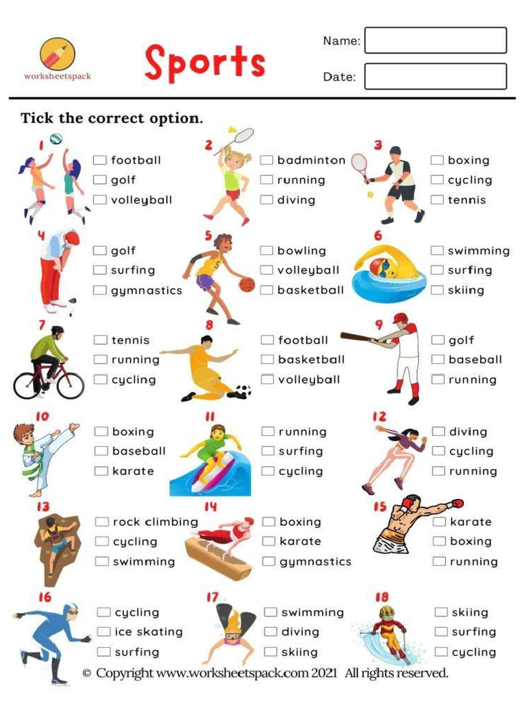 SPORTS WORKSHEETS | PDF