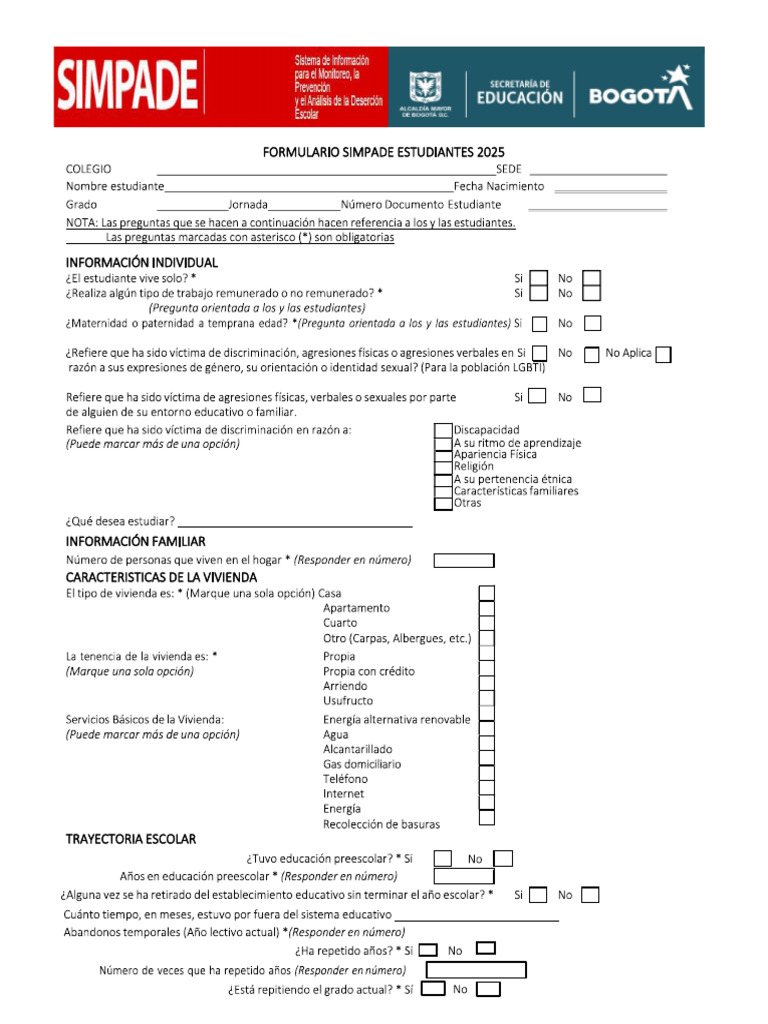 Formulario Simpade 2025 | PDF