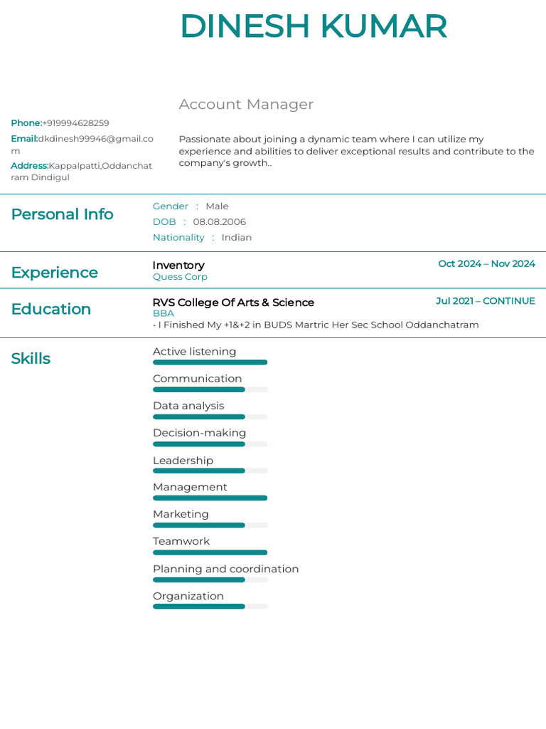 Dinesh Kumar Resume | PDF