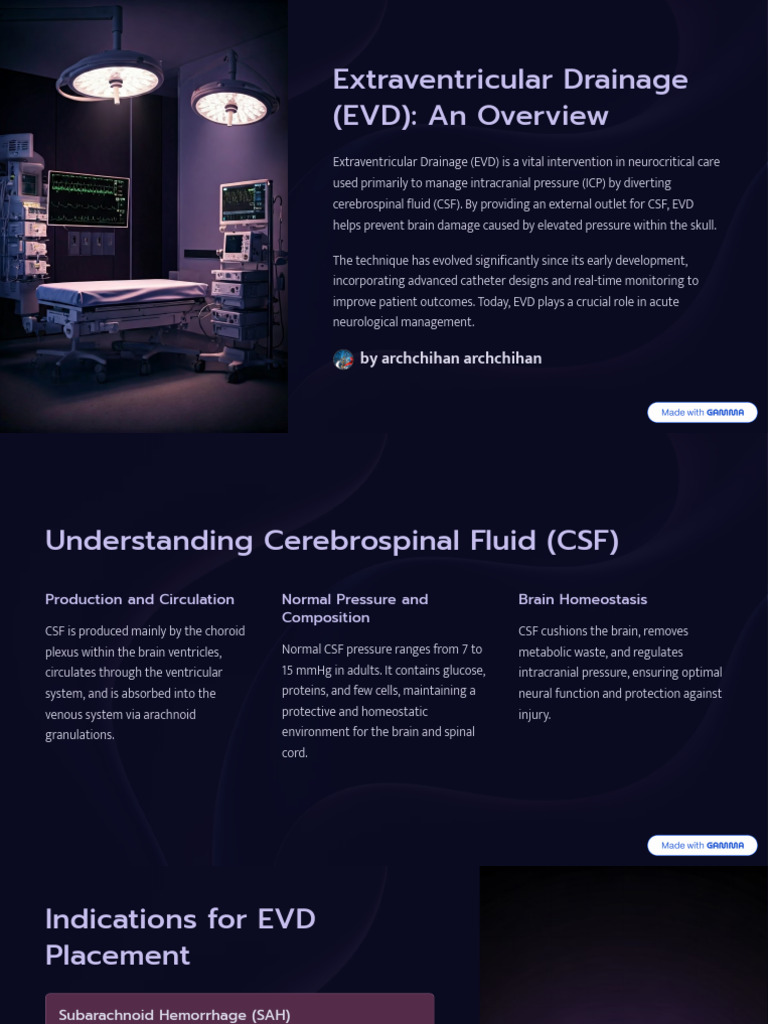 Extraventricular Drainage EVD An Overview | PDF | Cerebrospinal Fluid ...