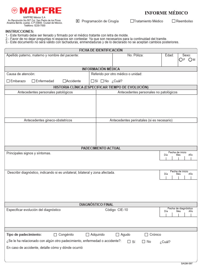 _Mapfre_Formato-informe por terminar | PDF | Anonimato | Medicina